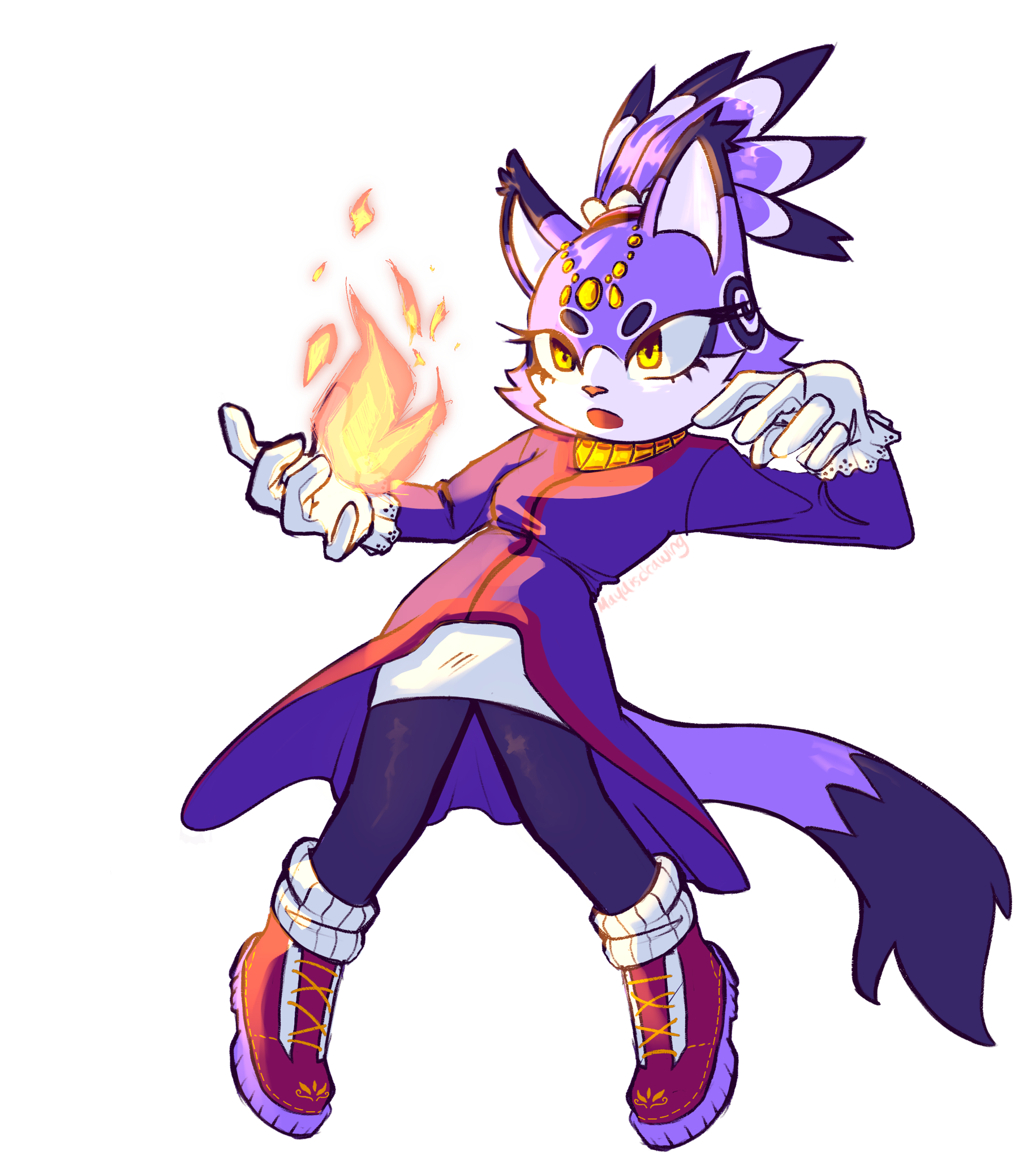 11583 Safe Artistshrimpisdrawing Blaze The Cat Cat Female Fire Looking Offscreen