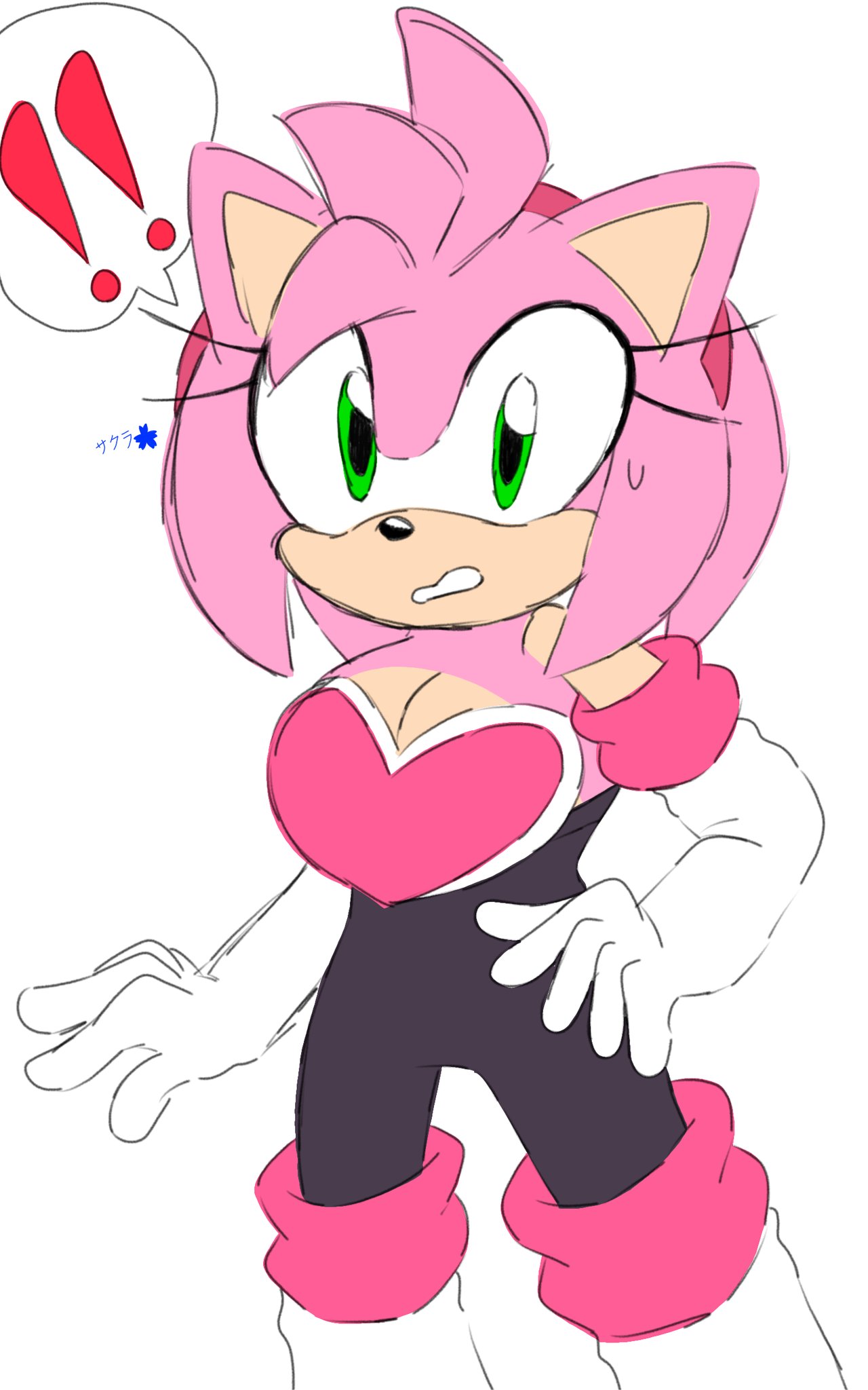 #29826 - safe, artist:sakura_2739, amy rose, outfit swap, rouge's heart top, solo - art.mobius ...