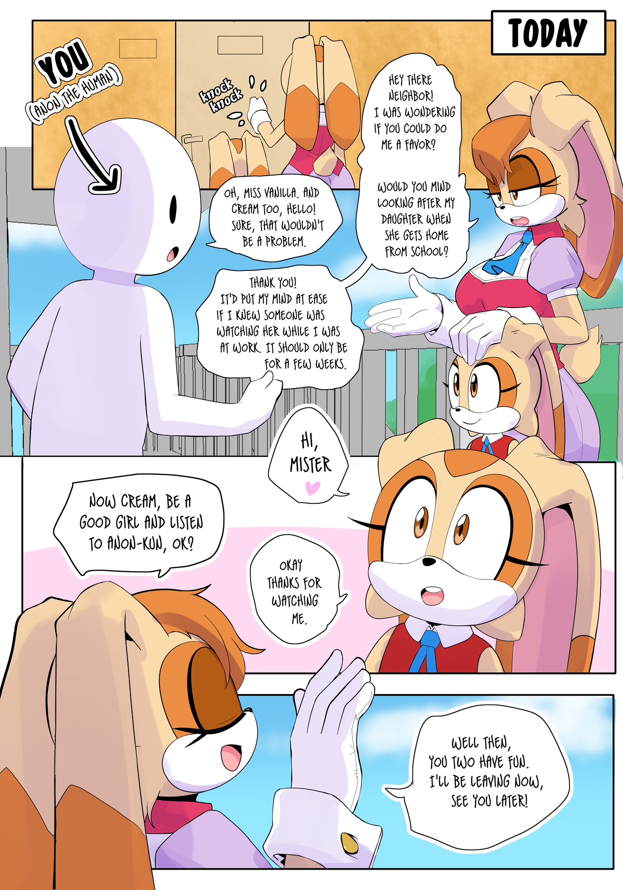 #33168 - safe, artist:blaaki, cream the rabbit, vanilla the rabbit, oc, oc:anon, comic:after ...