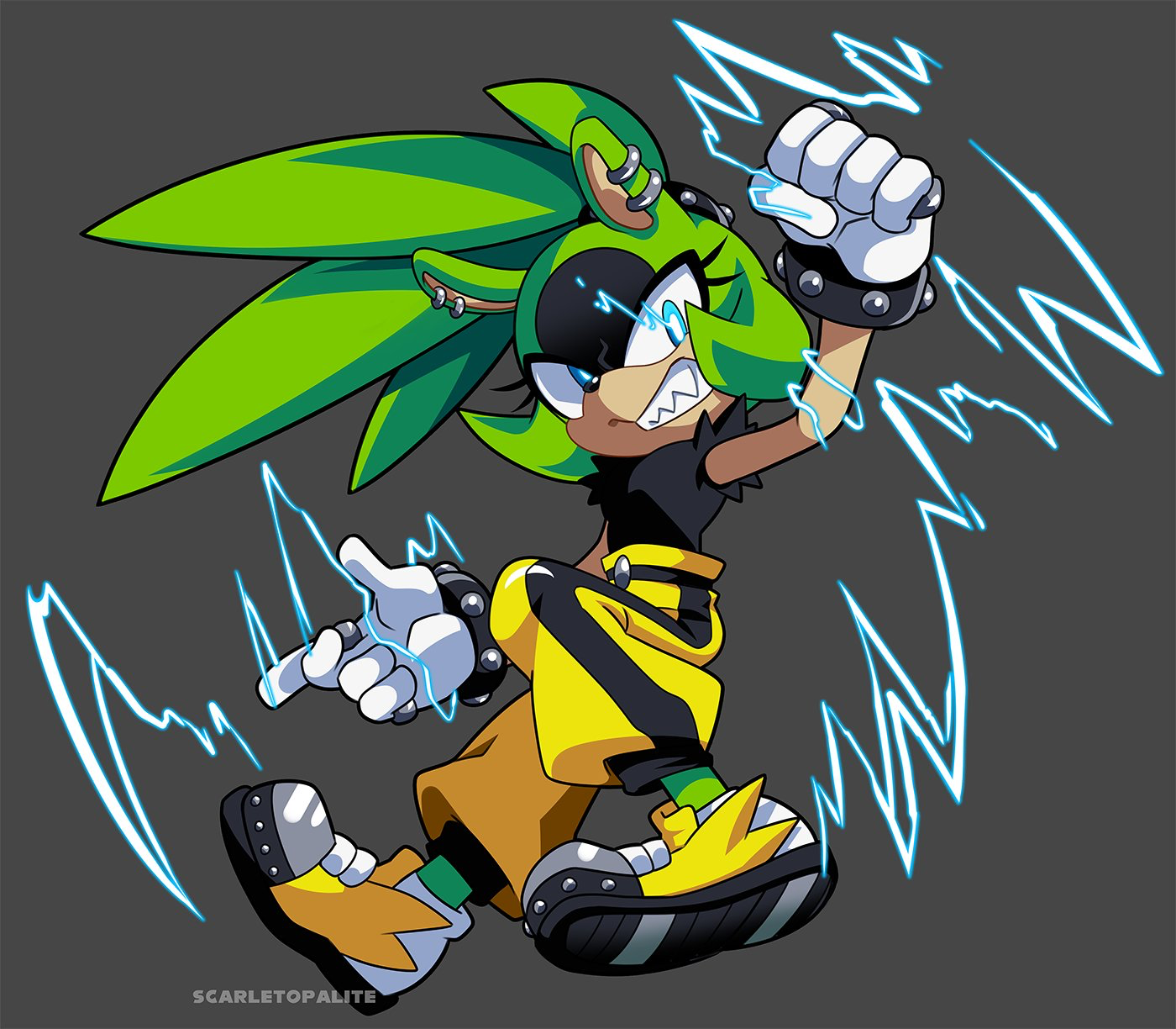 #4922 - safe, artist:scarletopalite, surge the tenrec, tenrec, belt, bracelet, clenched teeth ...