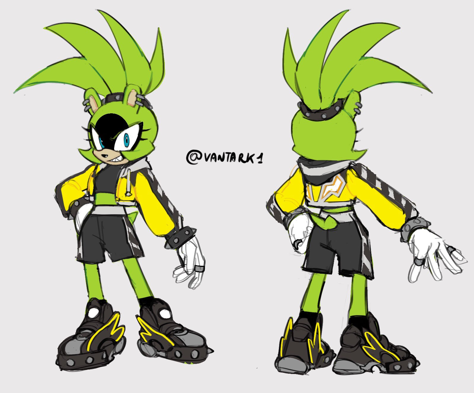 #5213 - safe, artist:vantark1, surge the tenrec, tenrec, alternate outfit, earring, eyelashes ...