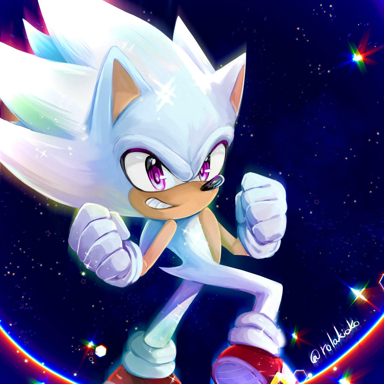 #5424 - safe, artist:rolakioko, sonic the hedgehog, hedgehog, abstract background, hyper sonic ...