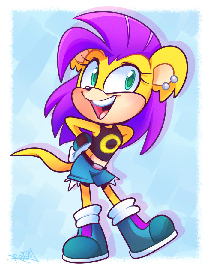 #5524 - safe, artist:vaporotem, mina mongoose, abstract background, cute, female, hands on hips ...