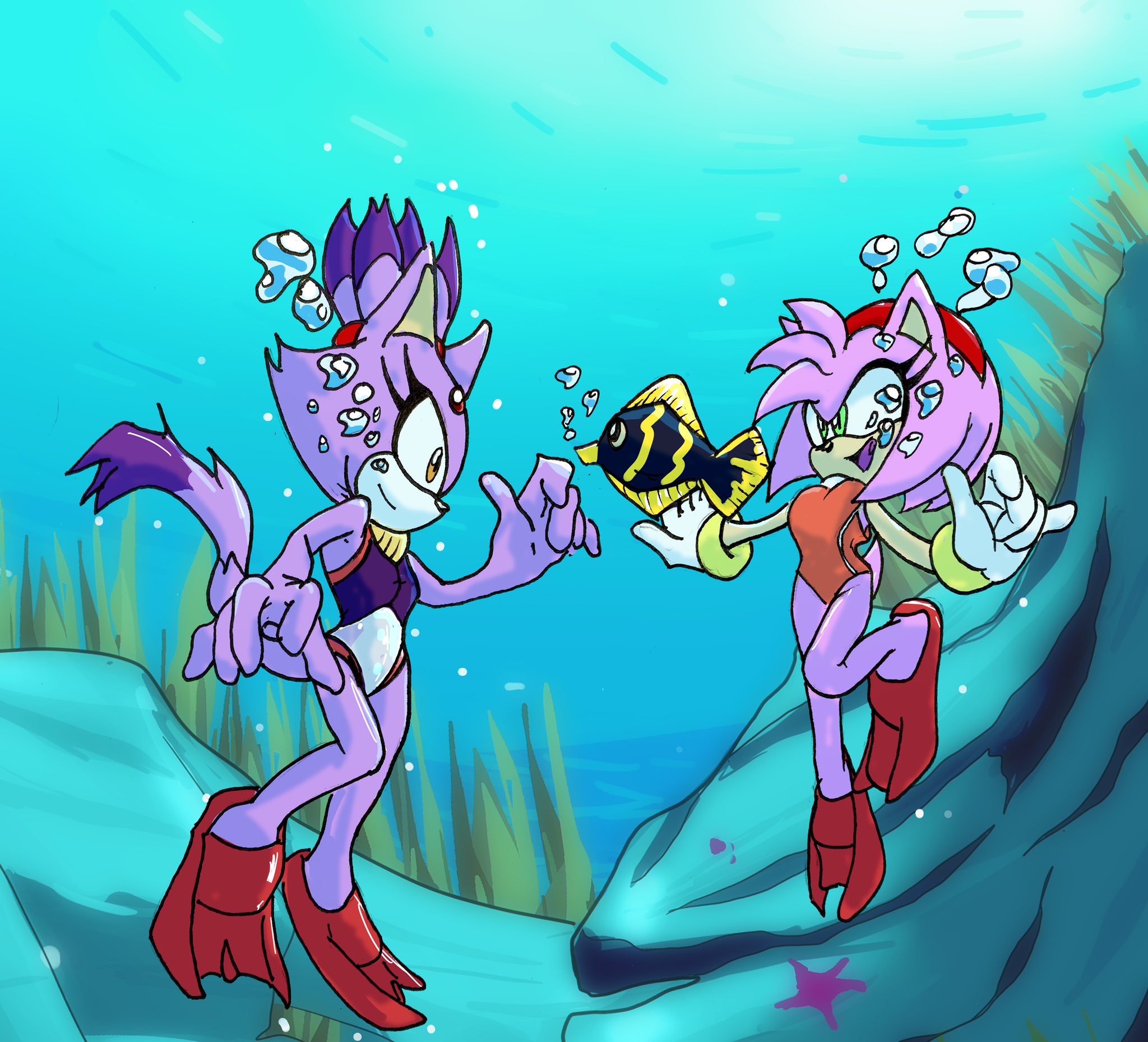 17040 Safe Artistsegaretroboi Amy Rose Blaze The Cat Cat Hedgehog 2022 Blazamy Cute