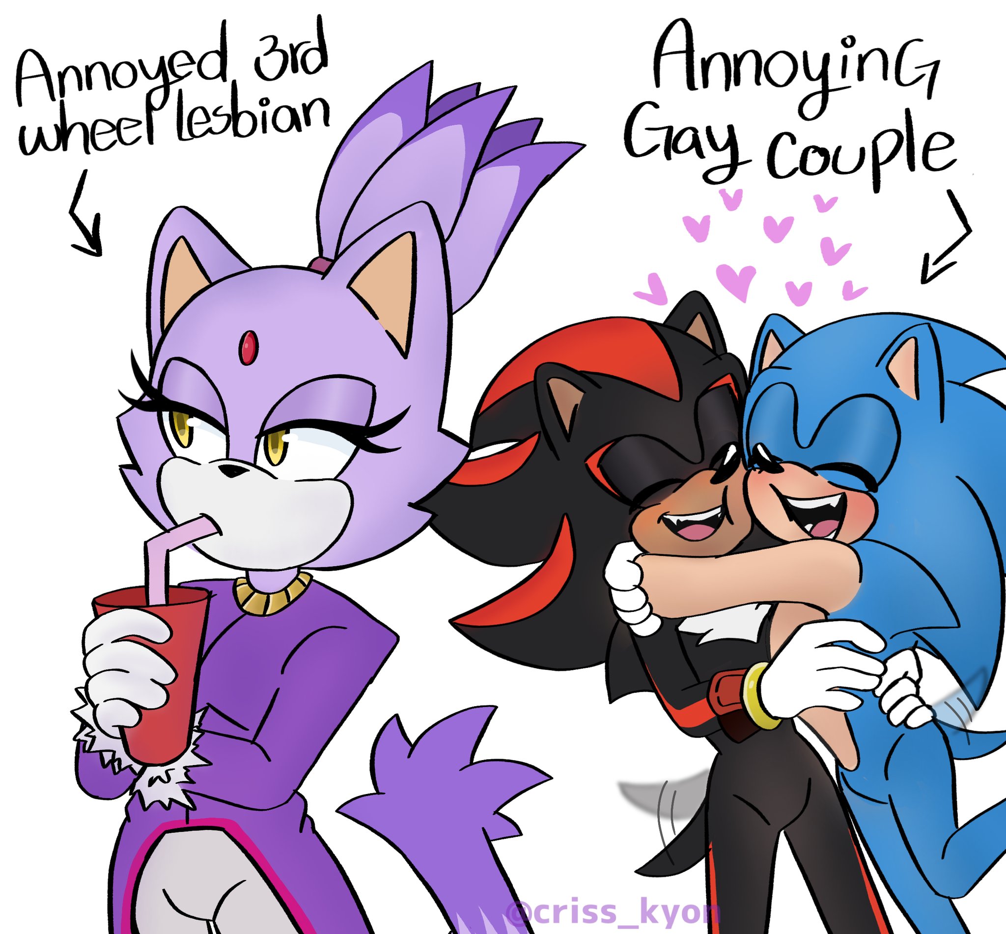 10054 Safe Artistxcriskiox Blaze The Cat Shadow The Hedgehog Sonic The Hedgehog Annoyed