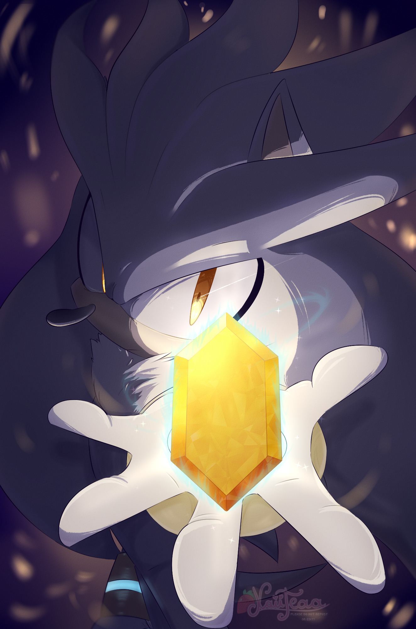 #10750 - safe, artist:sstorminghearts, silver the hedgehog, signature, time stone, yellow eyes ...