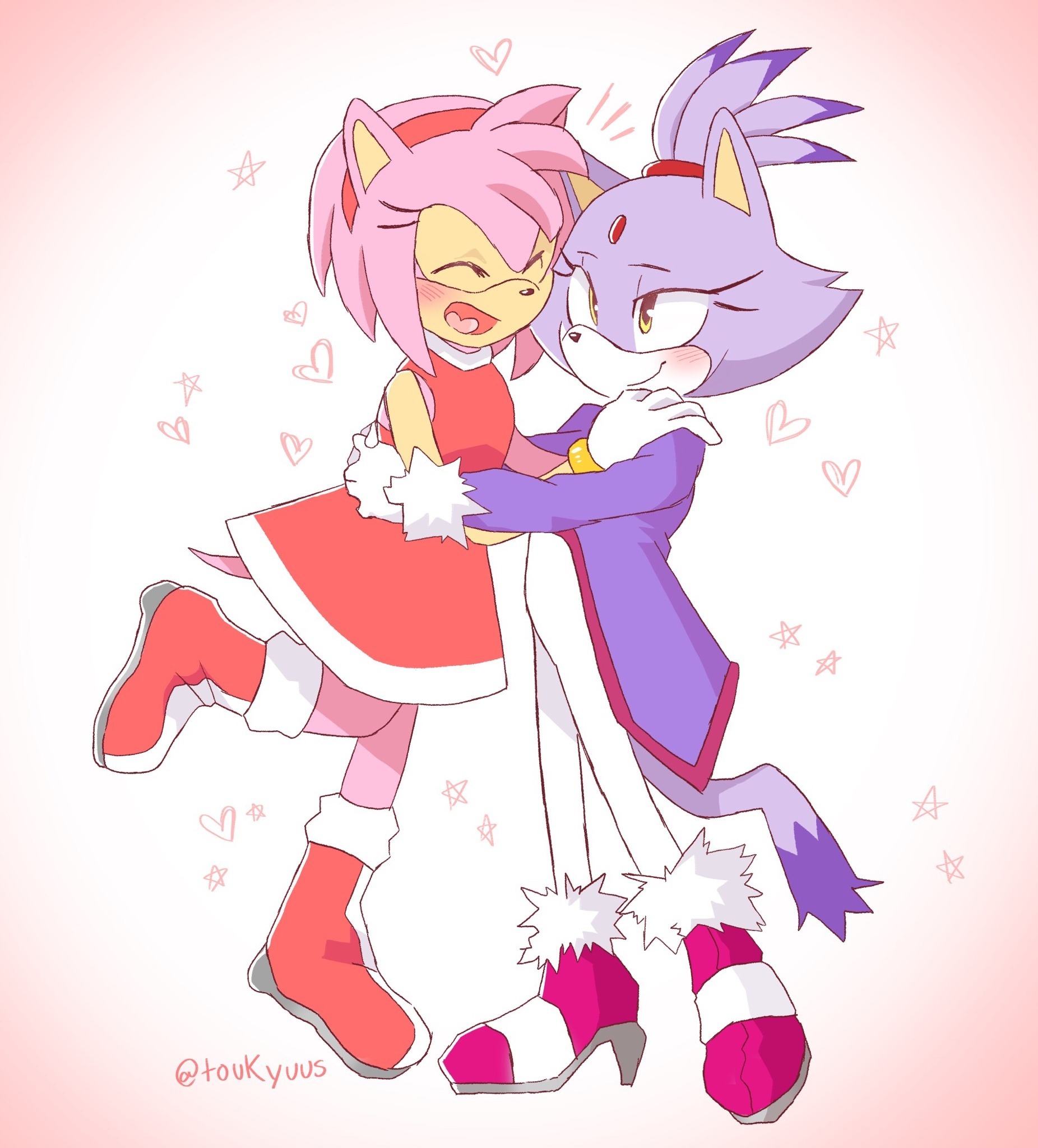 #13475 - safe, artist:toonyliv, amy rose, blaze the cat, cat, hedgehog, 2020, amy's halterneck ...