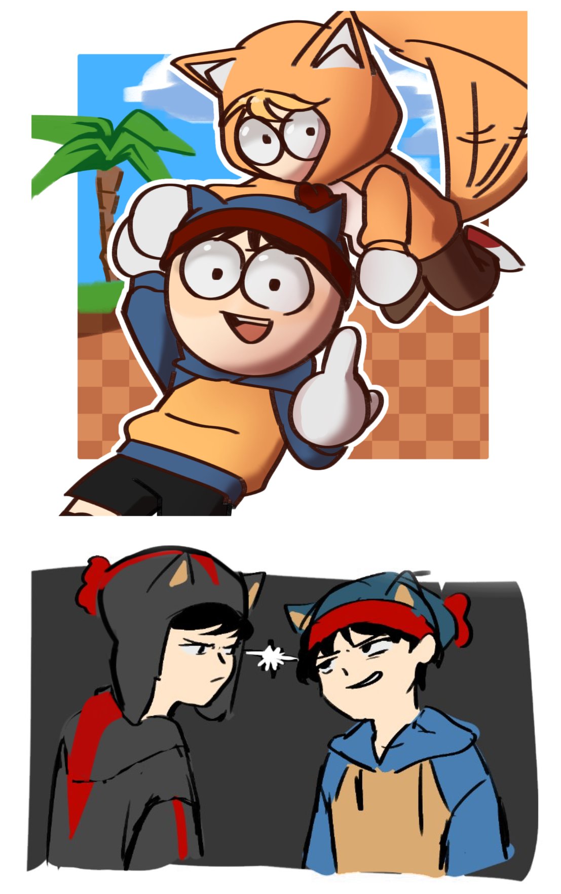 #14123 - safe, artist:epsyaa_, miles "tails" prower, shadow the hedgehog, sonic the hedgehog ...