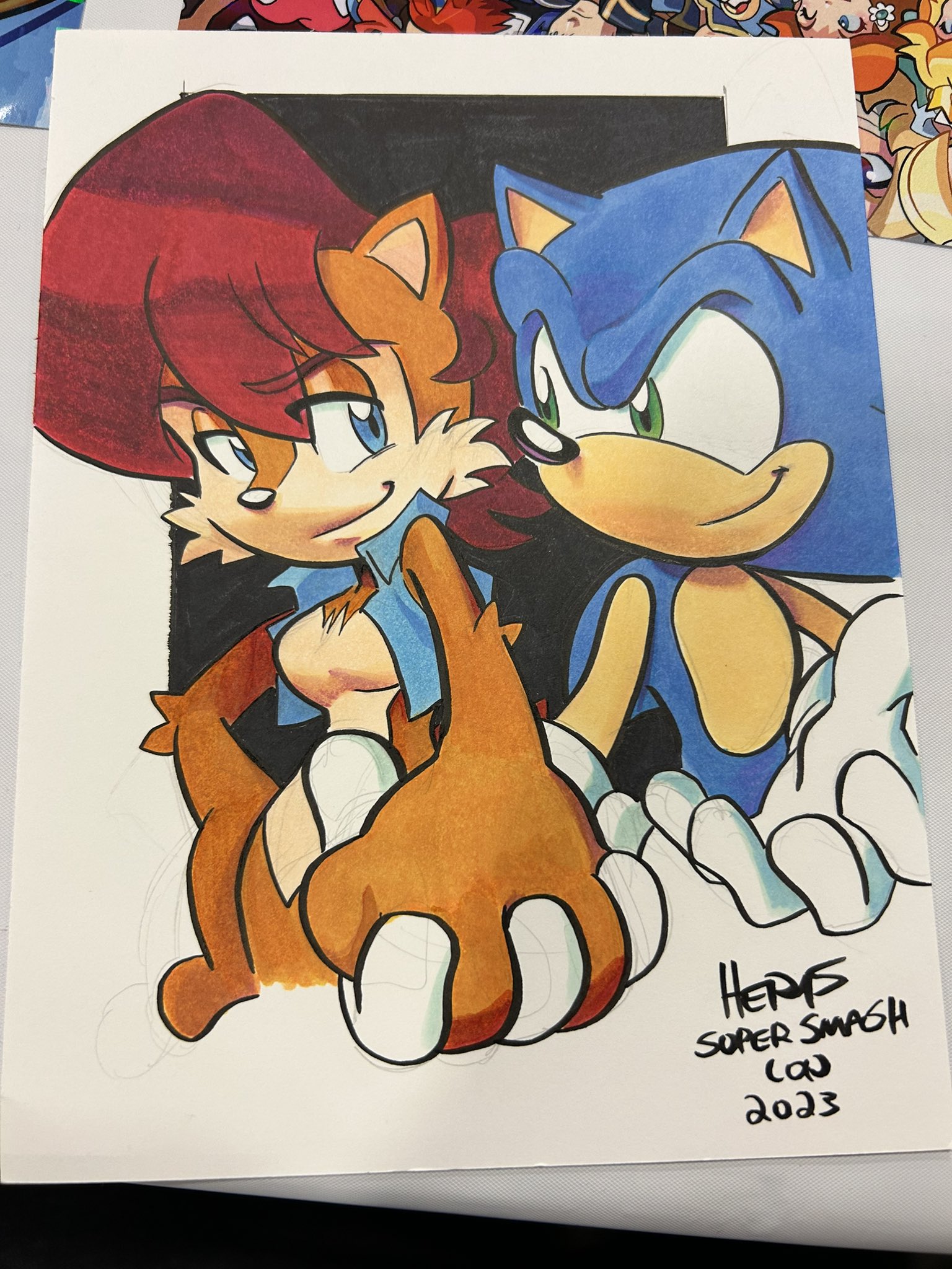 #14992 - safe, artist:matt herms, sally acorn, sonic the hedgehog, sally's vest and boots ...