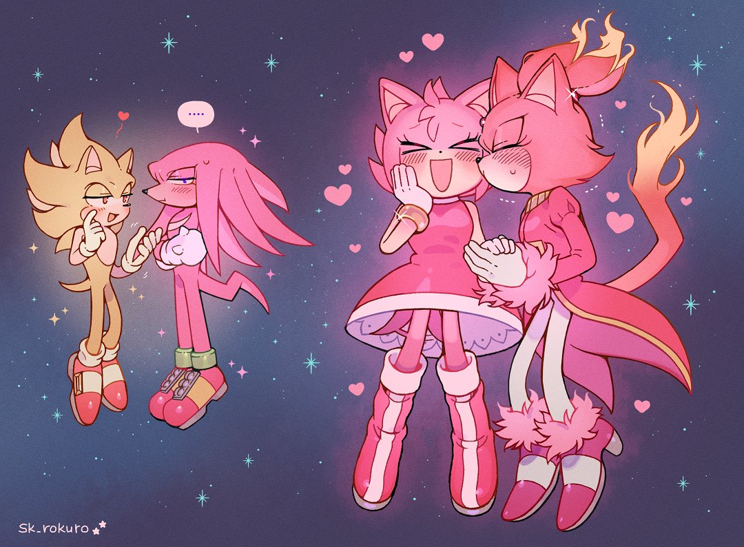 14794 Safe Artistskrokuro Amy Rose Blaze The Cat Burning Blaze Knuckles The Echidna