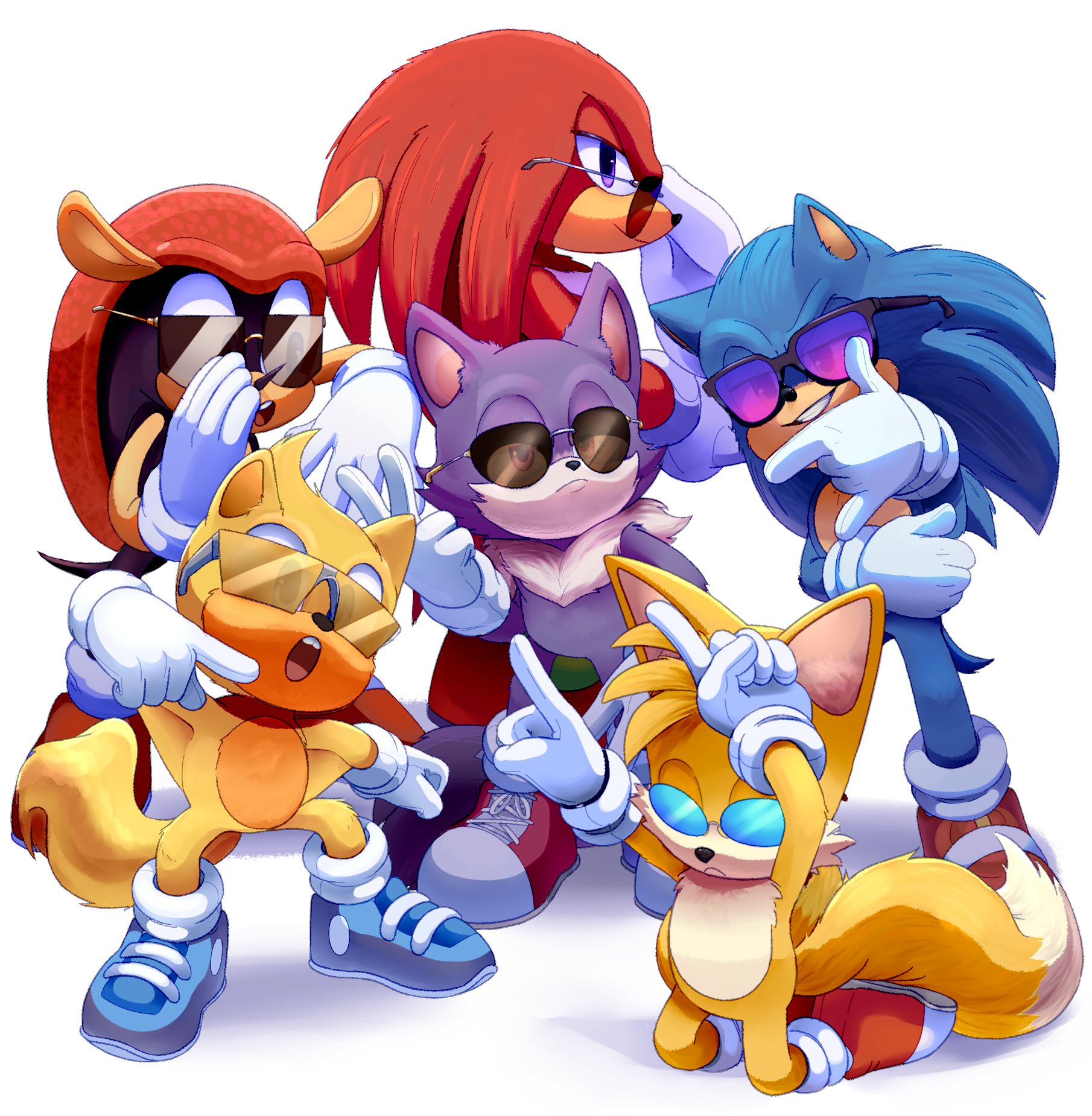 #17926 - safe, artist:lucia88956289, knuckles the echidna, mighty the armadillo, miles "tails ...