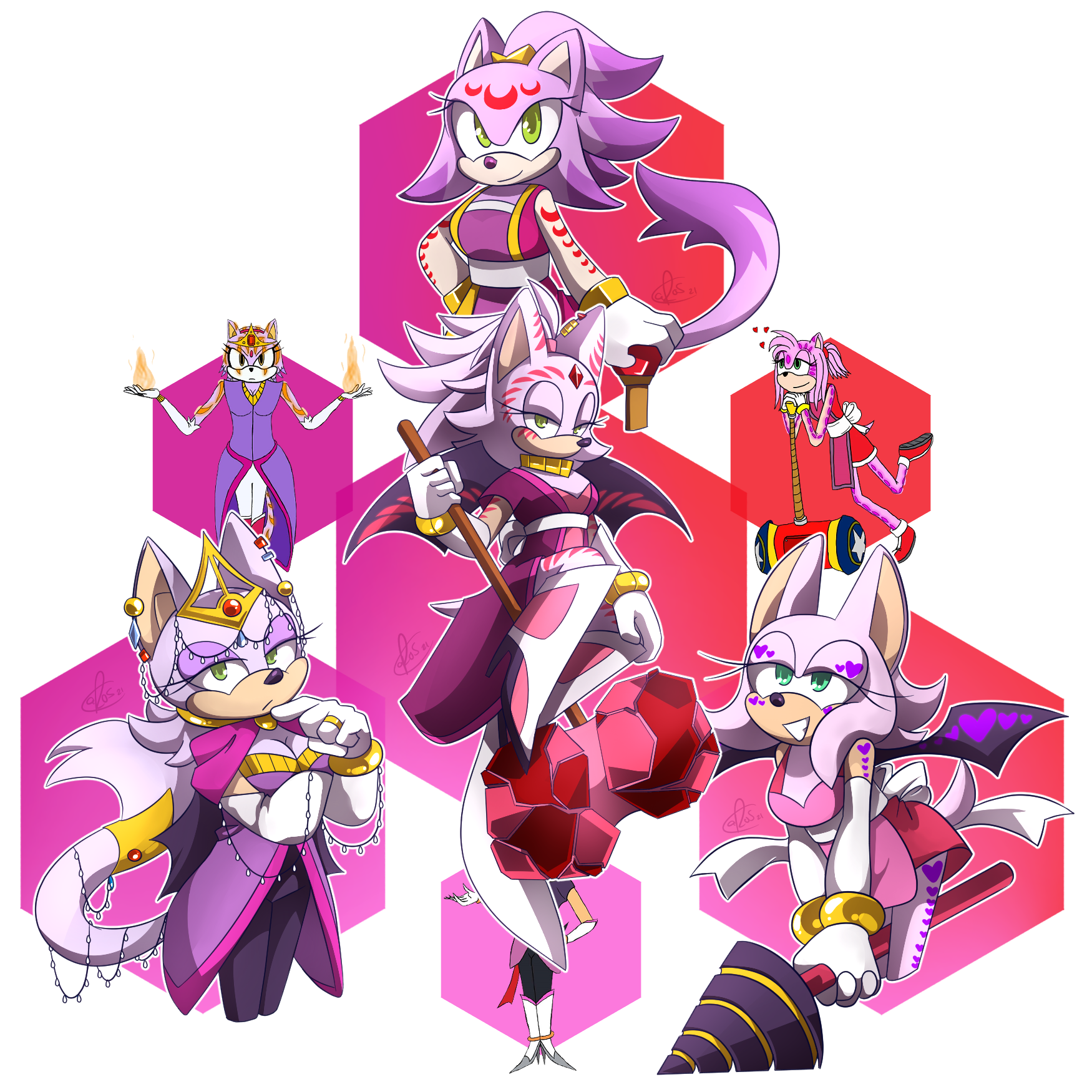 #18364 - safe, artist:that-rae-of-sunshine, amy rose, blaze the cat, rouge the bat, oc, oc:cleo ...