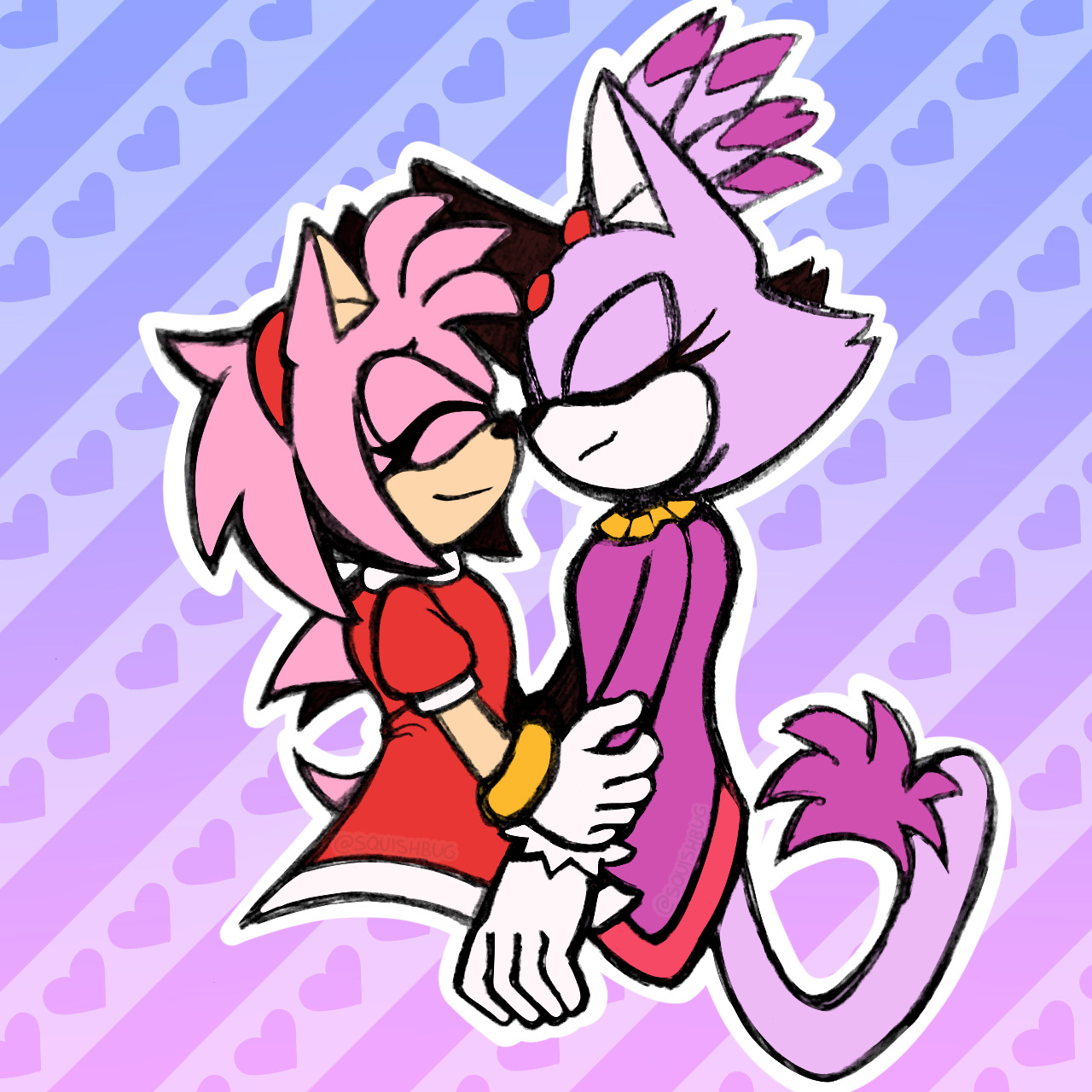 17940 Safe Artistsquishbug Amy Rose Blaze The Cat Cat Hedgehog 2024 Amy X Blaze