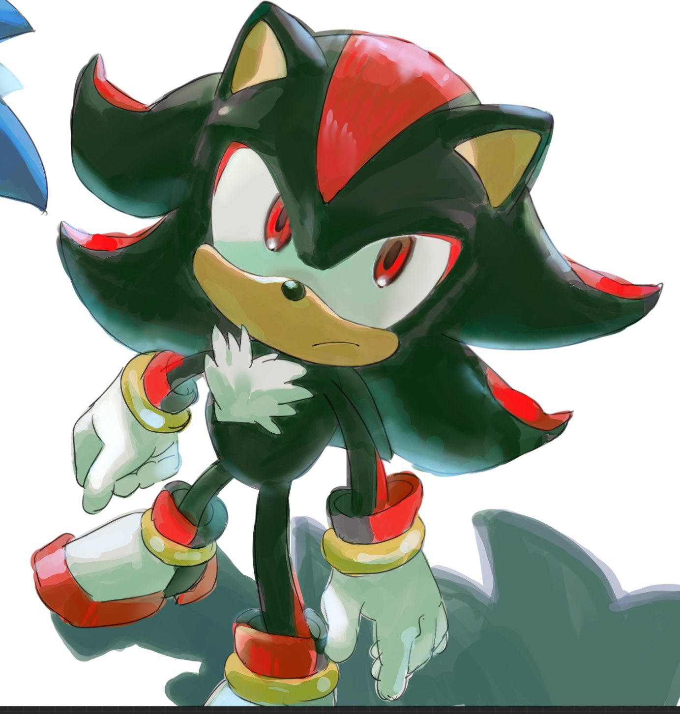 #30335 - safe, artist:rneku64661, shadow the hedgehog, shadow (lighting), simple background ...