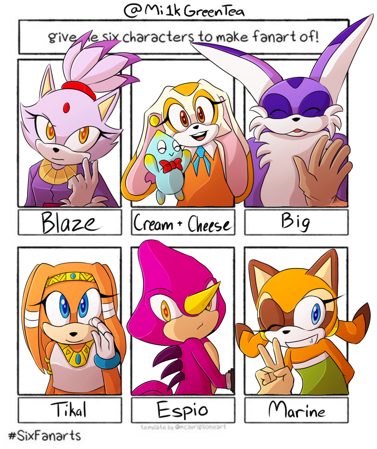 #31702 - safe, artist:milk-green-tea, big the cat, blaze the cat, cheese (chao), cream the ...