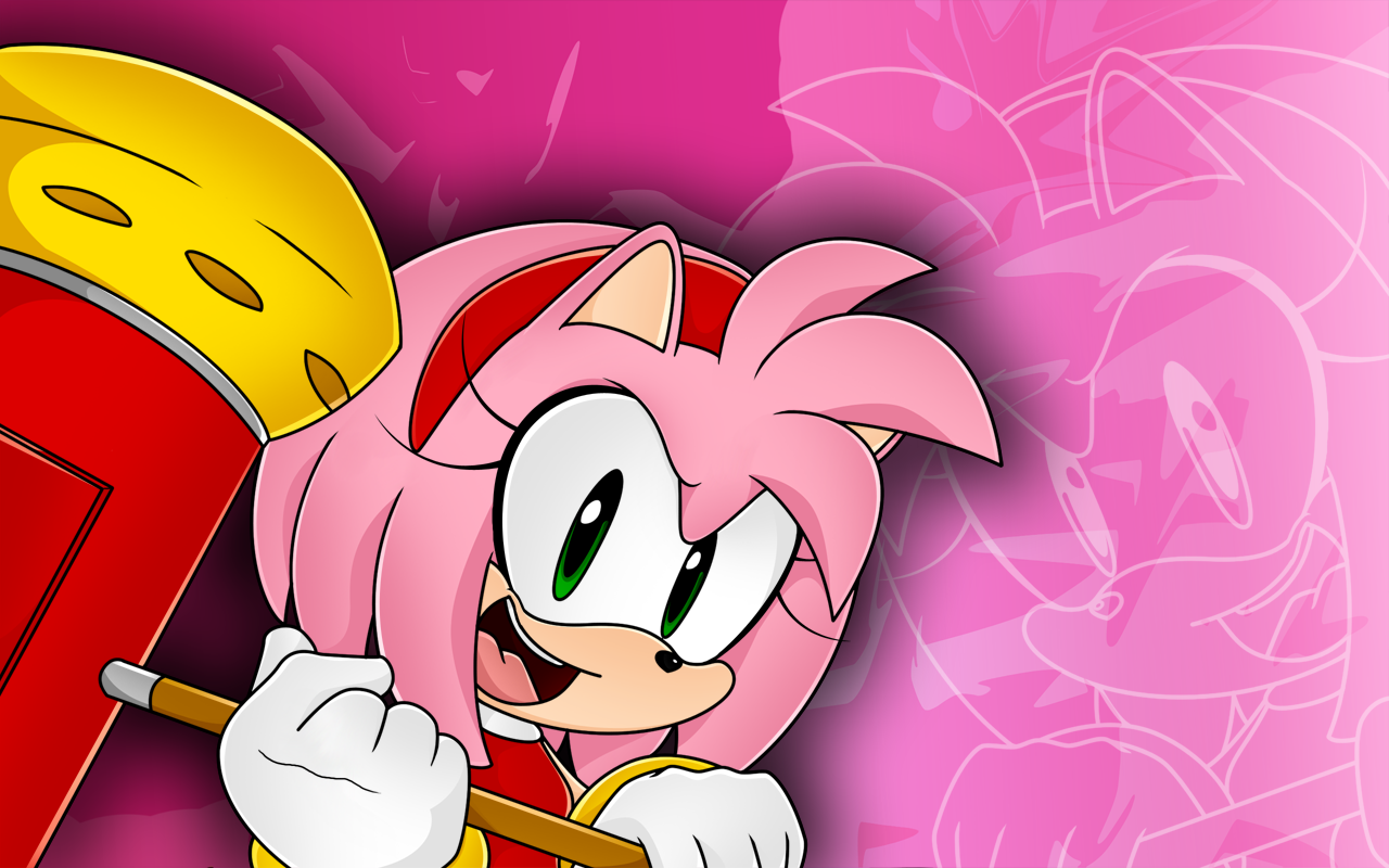 #31746 - safe, artist:sonicschilidog, amy rose, 2011, echo background, holding something ...