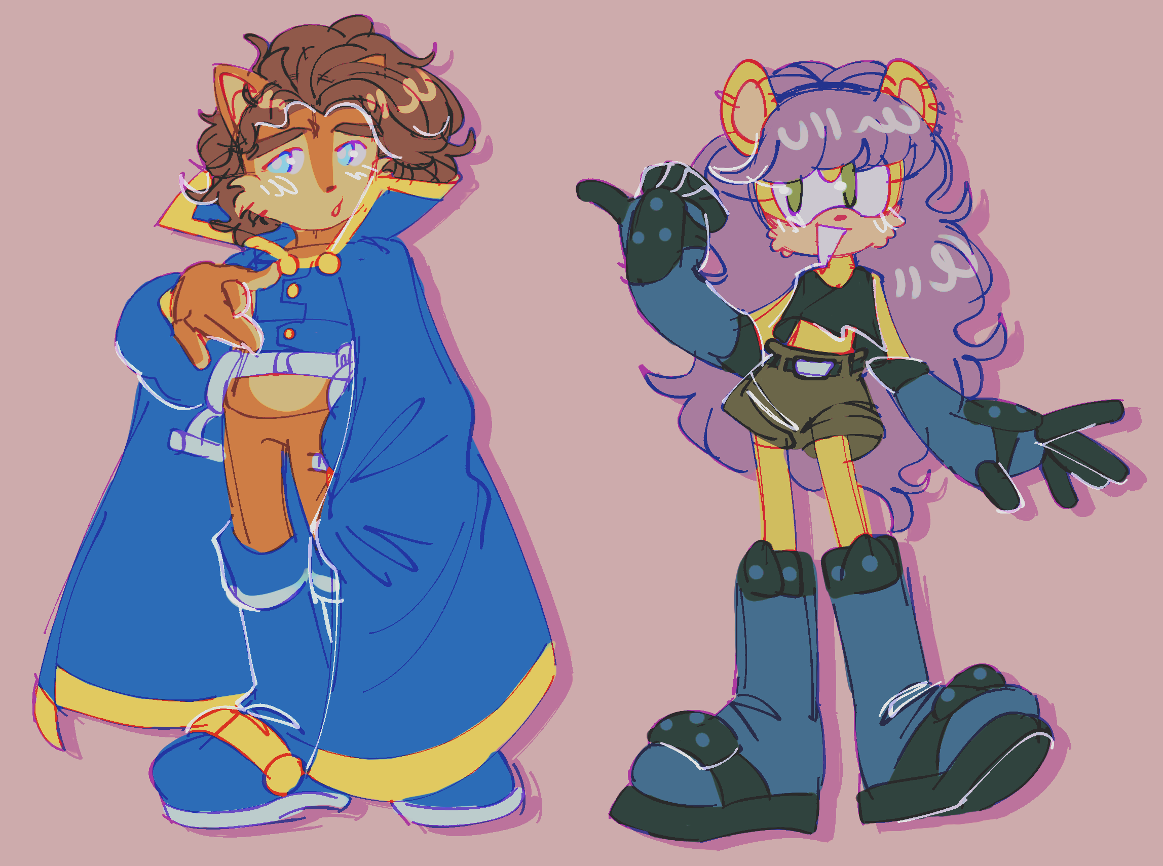 #31930 - safe, artist:aatroxvaux, elias acorn, mina mongoose, 2023, beige background, blushing ...