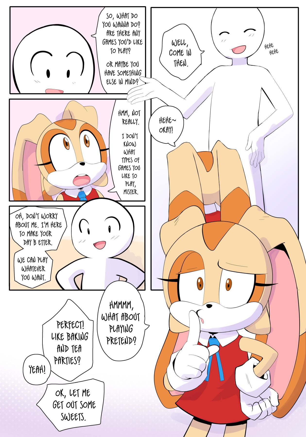 #33169 - safe, artist:blaaki, cream the rabbit, oc, oc:anon, human, rabbit, comic:after school ...