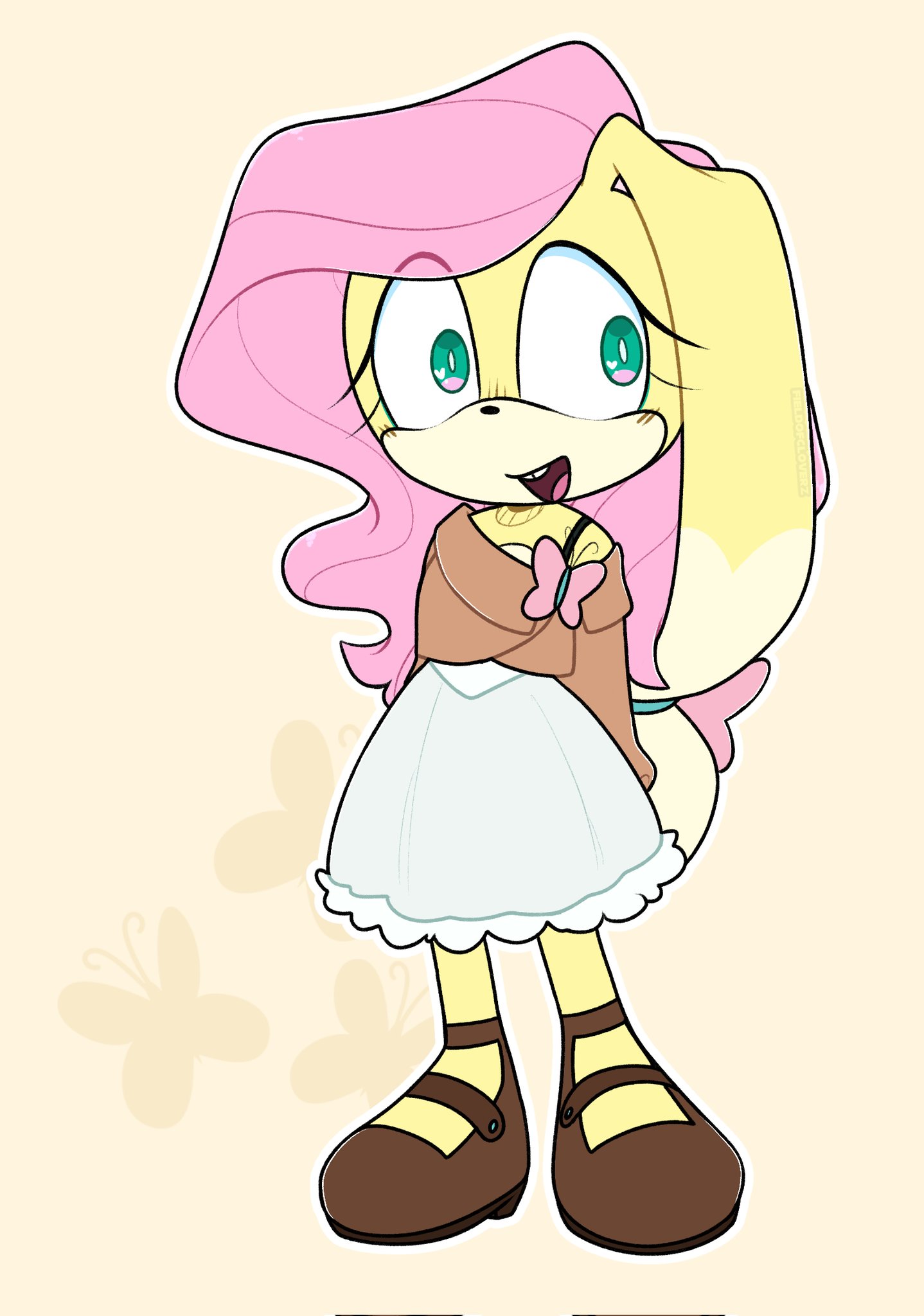 #33591 - safe, artist:fieldofcloverz, rabbit, female, fluttershy, mobianified, my little pony ...